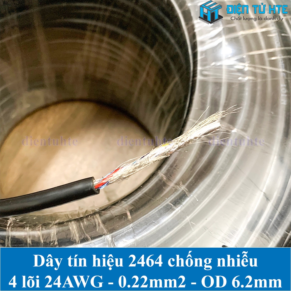 Dây tín hiệu 4 lõi chống nhiễu 2464 24AWG 0.22mm2 vỏ PVC OD 6.2mm - Altek | Điện Tử HTE