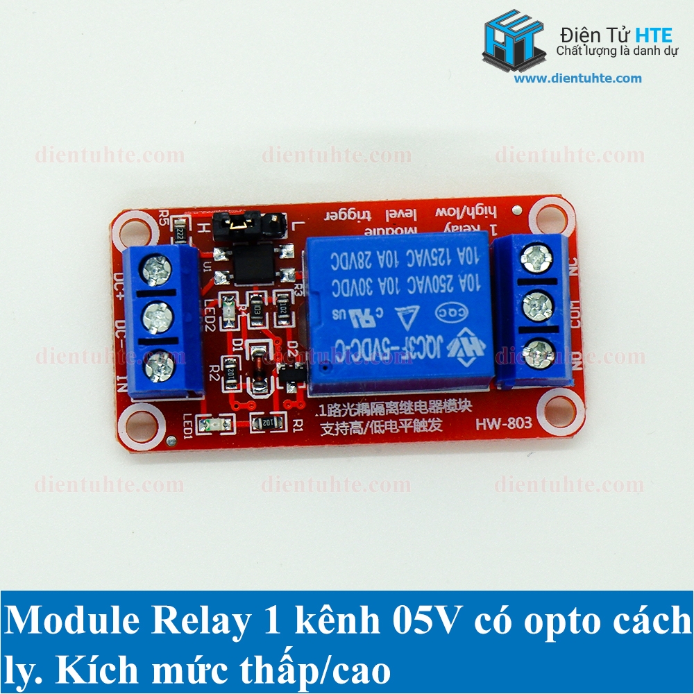 Module relay 1 kênh có opto cách ly kích mức cao - thấp | Điện Tử HTE