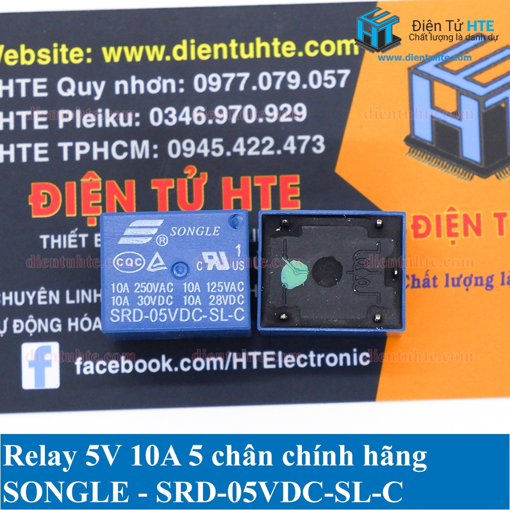 Relay 5V 10A 5 chân SRD-05VDC-SL-C chính hãng SONGLE | Điện Tử HTE