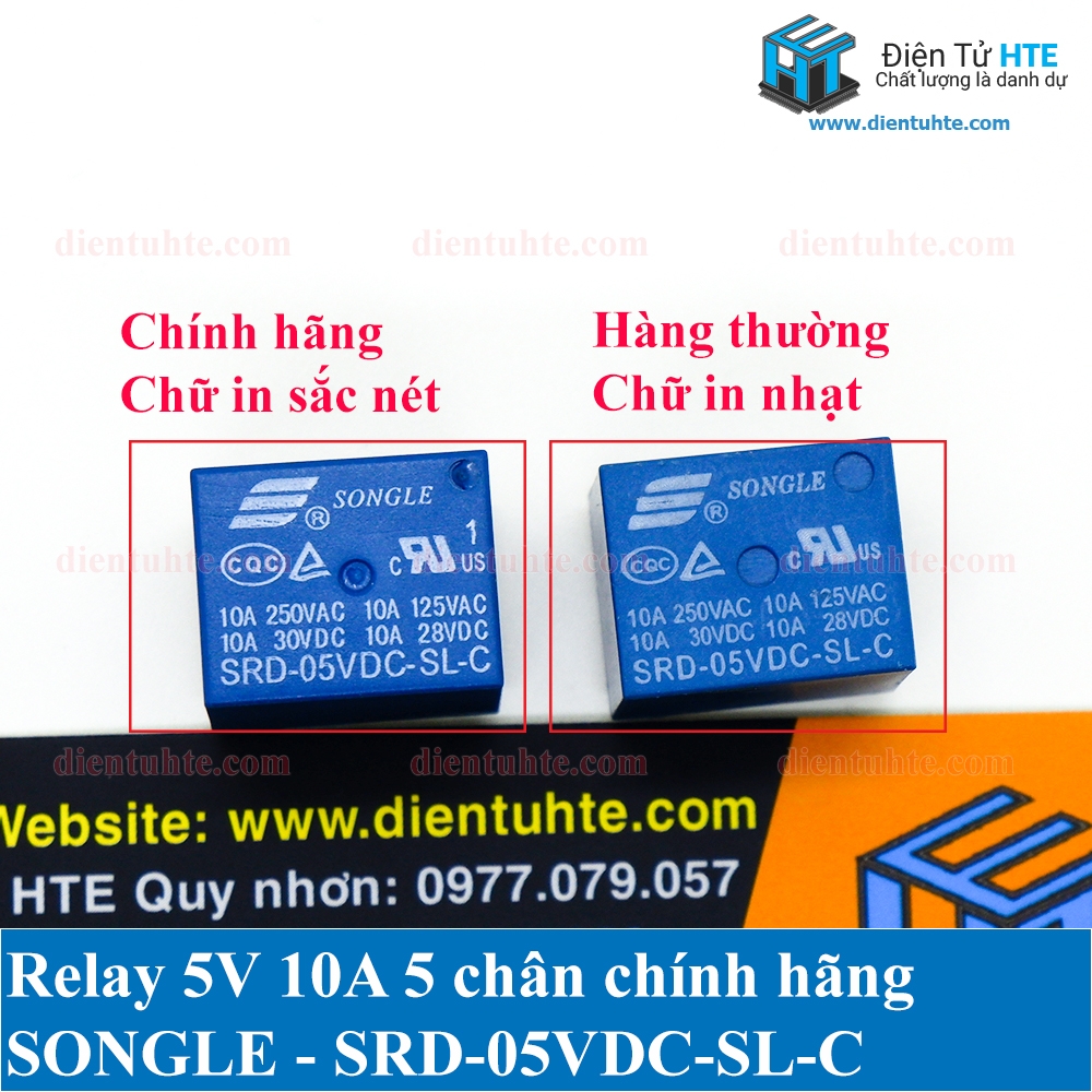 Relay 5V 10A 5 chân SRD-05VDC-SL-C chính hãng SONGLE | Điện Tử HTE