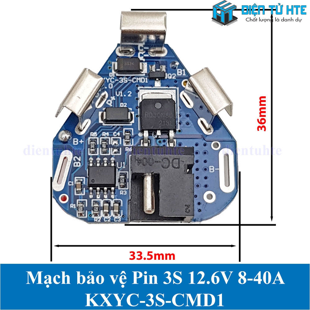 Mạch bảo vệ Pin 3S tam giác 12.6V 8A - 40A KXYC-3S-CMD1 | Điện Tử HTE