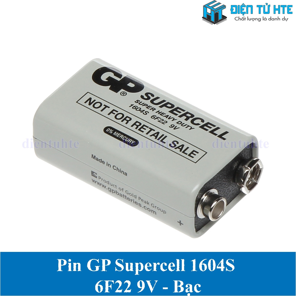 Pin vuông GP SuperCell 9V 1604S 6F22 màu bạc | Điện Tử HTE