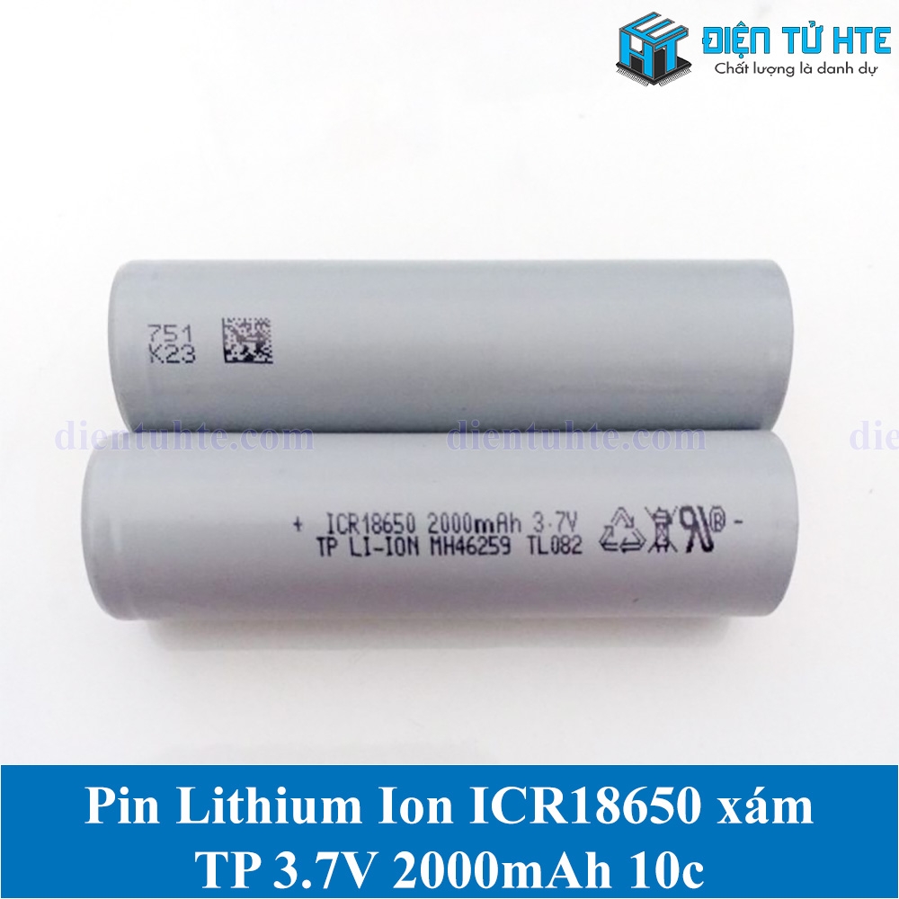 Pin Lithium Ion ICR18650 18650 2000mAh xả 10c TP Xám | Điện Tử HTE