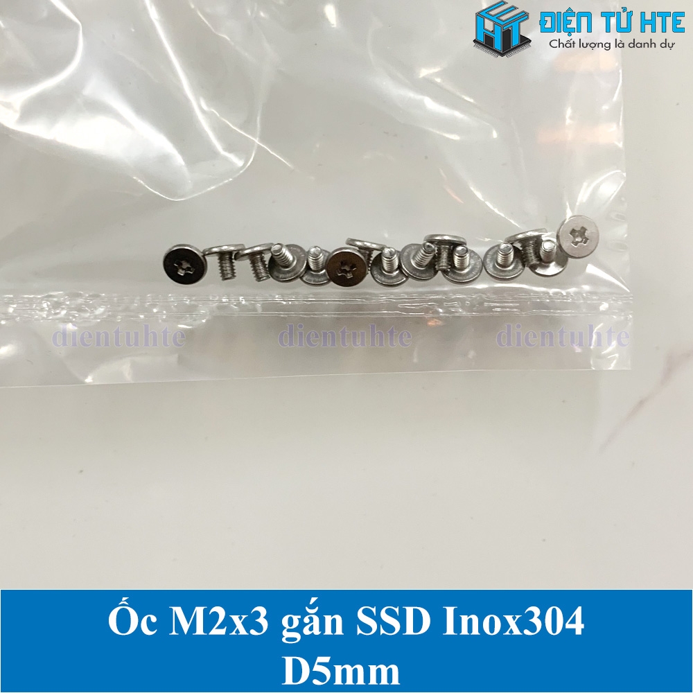 Ốc tròn M2x3 D5mm dùng vặn Card SSD M2, RAM Inox 304 | Điện Tử HTE