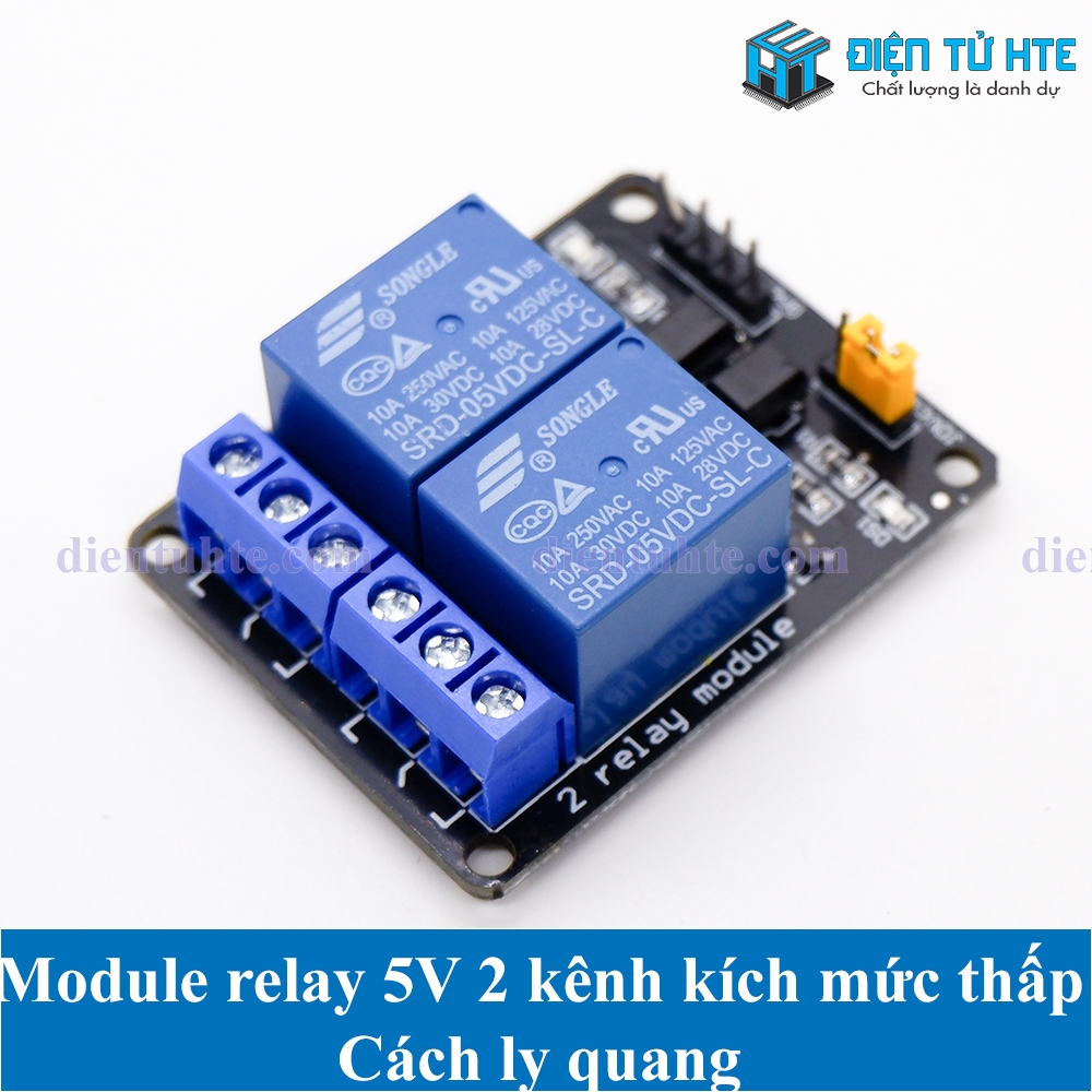 Module Relay 2 kênh có cách ly opto - Kích mức thấp | Điện Tử HTE