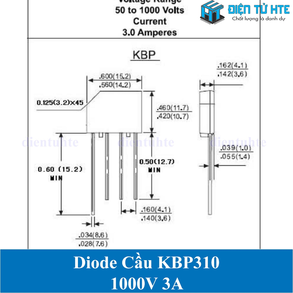 Diode cầu KBP310 3A 1000V chân cắm SEP | Điện Tử HTE