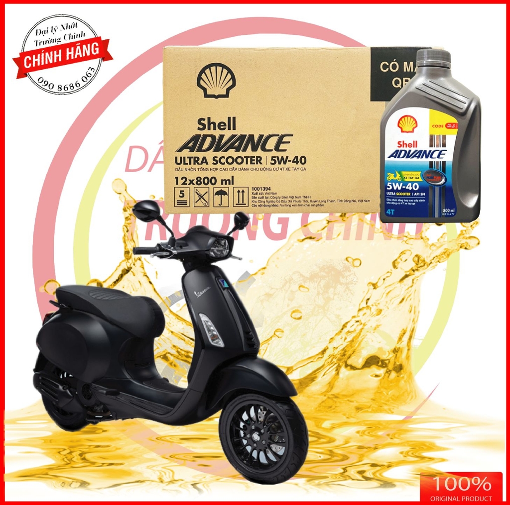 Thùng Nhớt Shell Advance Ultra Scooter 5W40 800ML dành cho xe ga Dầu ...