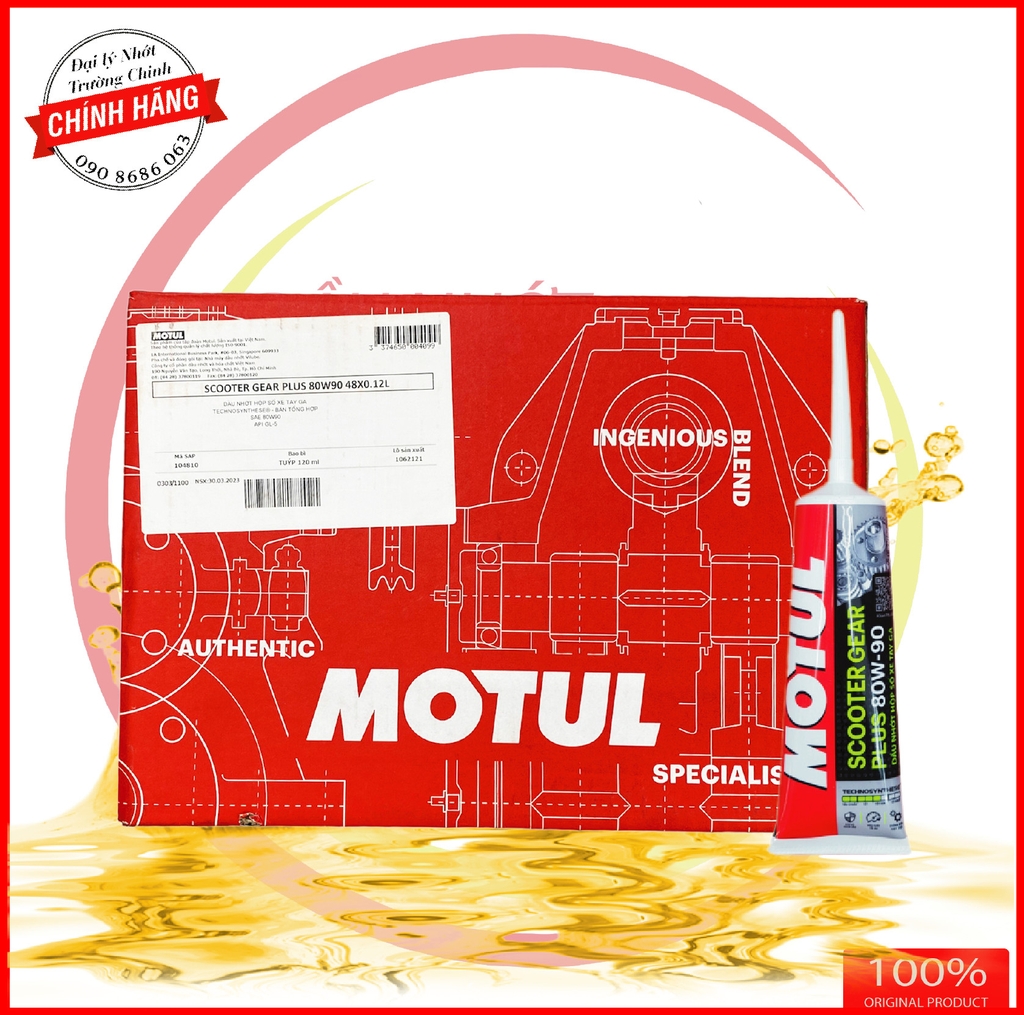 Thùng Nhớt hộp số Motul gear Plus 80W90 120ML (nhớt lap, dầu cầu) Dầu ...