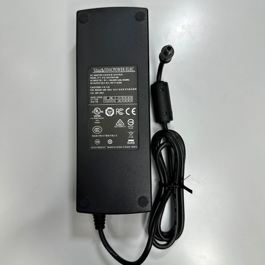 Adapter 24V 6.25A 150W EDAC EA11701F-240 Connector Tip Size 5.5mm x 2.5mm