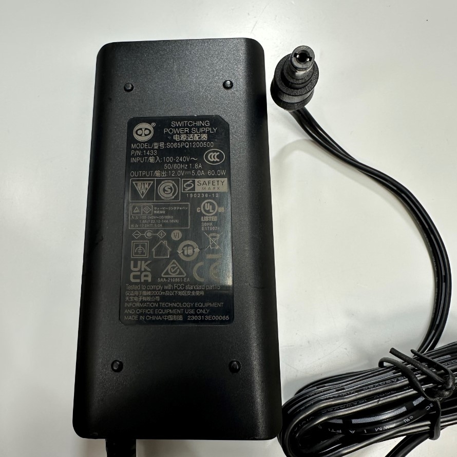 Adapter 12V 5A 60W Tenpao S065PQ1200500 Connector Tip Size 5.5mm x 2 ...