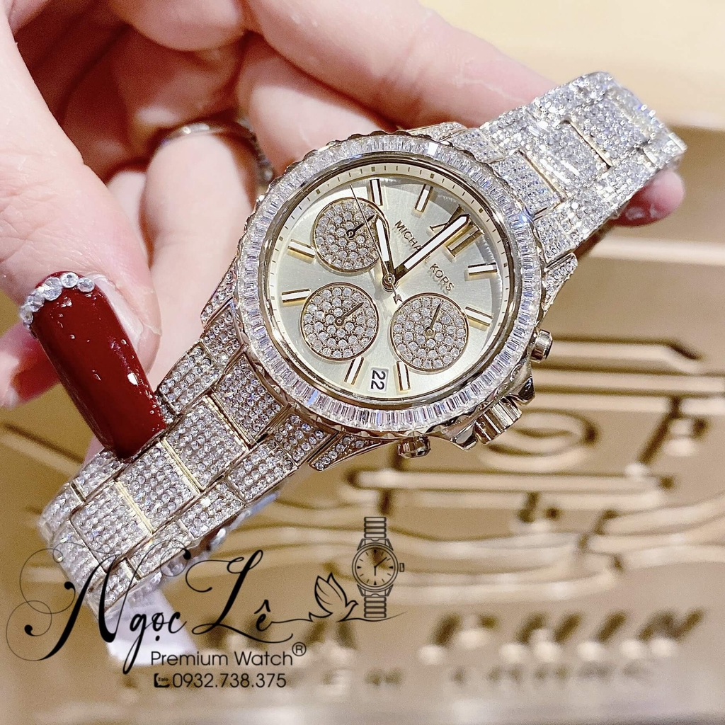 Đồng Hồ Michael Kors Everest MK7254 Nữ Dây Kim Loại Vàng Đính Đá 36mm ...
