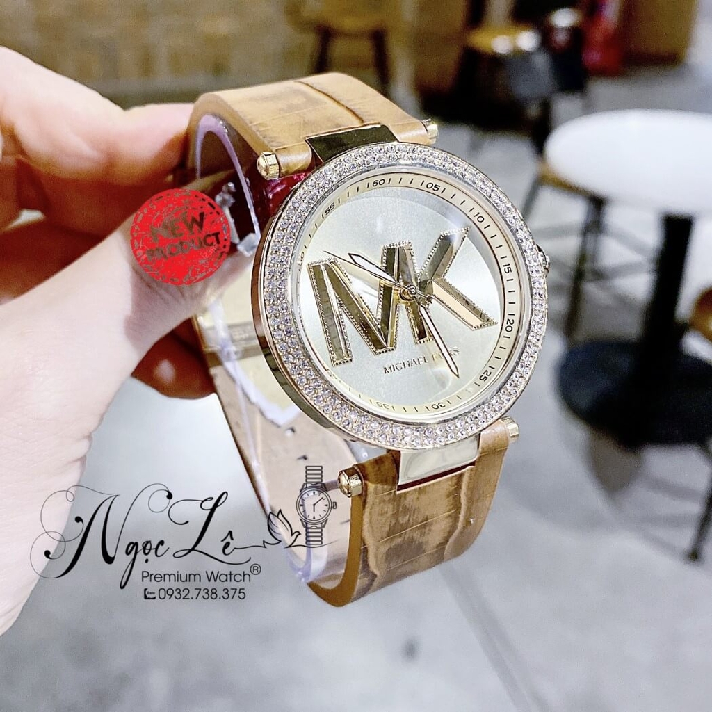 Đồng Hồ Nữ Michael Kors Parker MK4725 Dây Da Nâu Sữa Đính Đá 39mm Shop ...