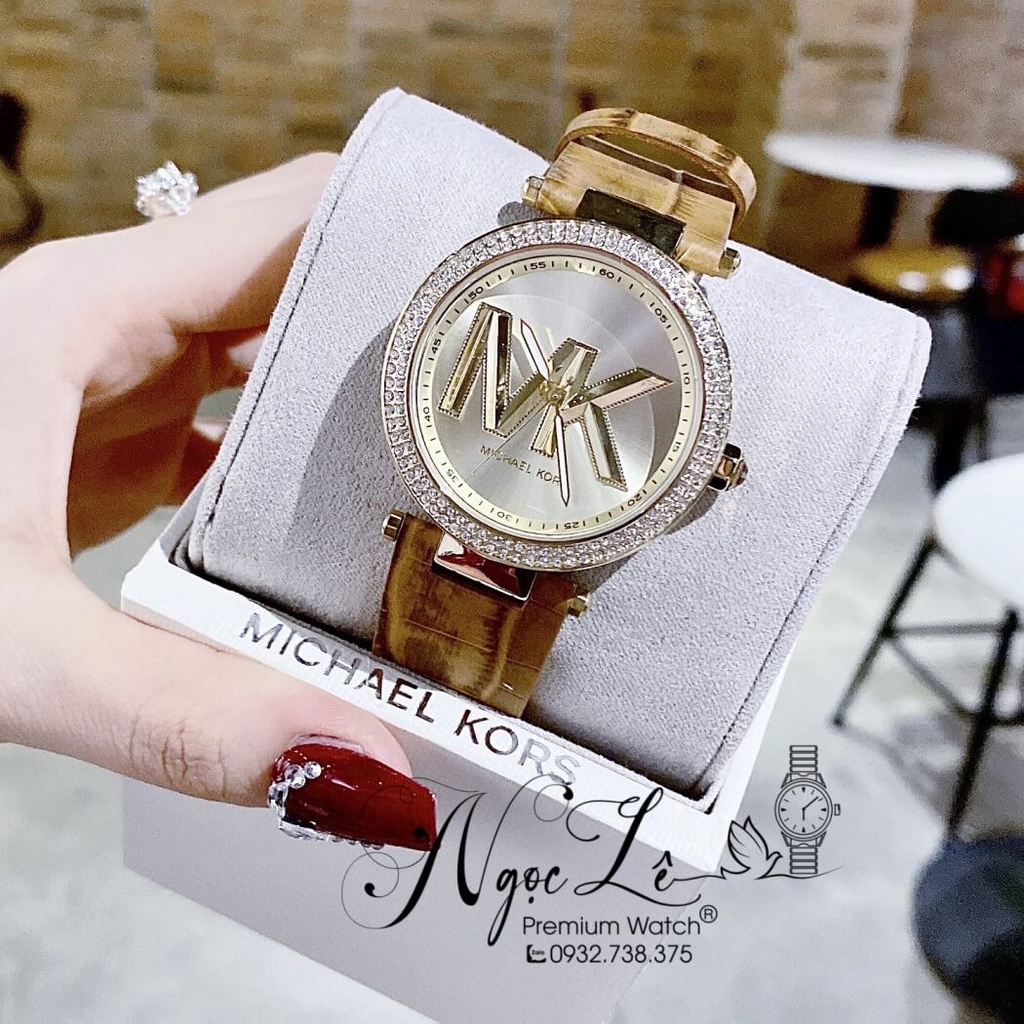 Đồng Hồ Nữ Michael Kors Parker MK4725 Dây Da Nâu Sữa Đính Đá 39mm Shop ...