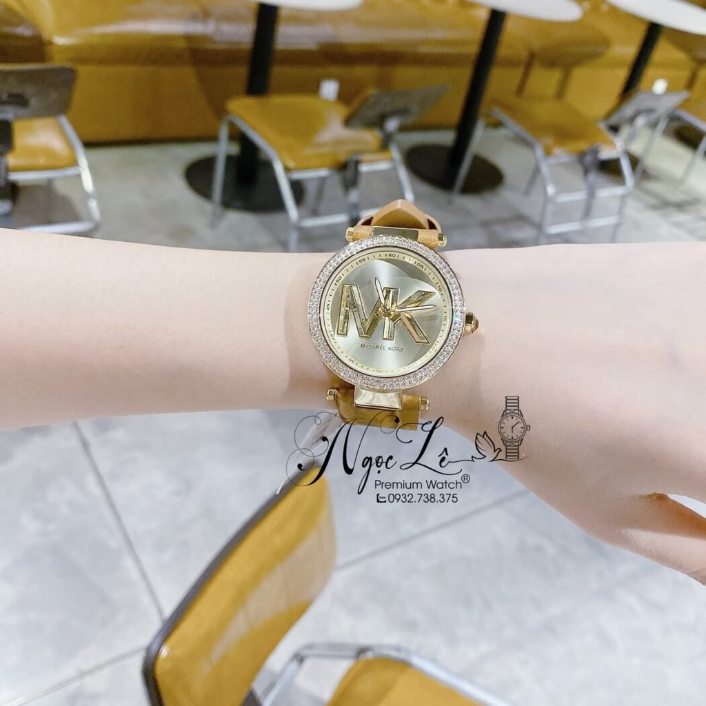 Đồng Hồ Nữ Michael Kors Parker MK4725 Dây Da Nâu Sữa Đính Đá 39mm Shop ...