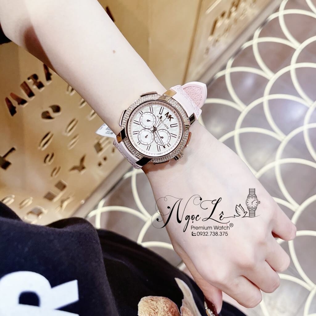 Đồng Hồ Nữ Michael Kors Oversized Pavé MK7222 Dây Da Hồng Size 42mm ...