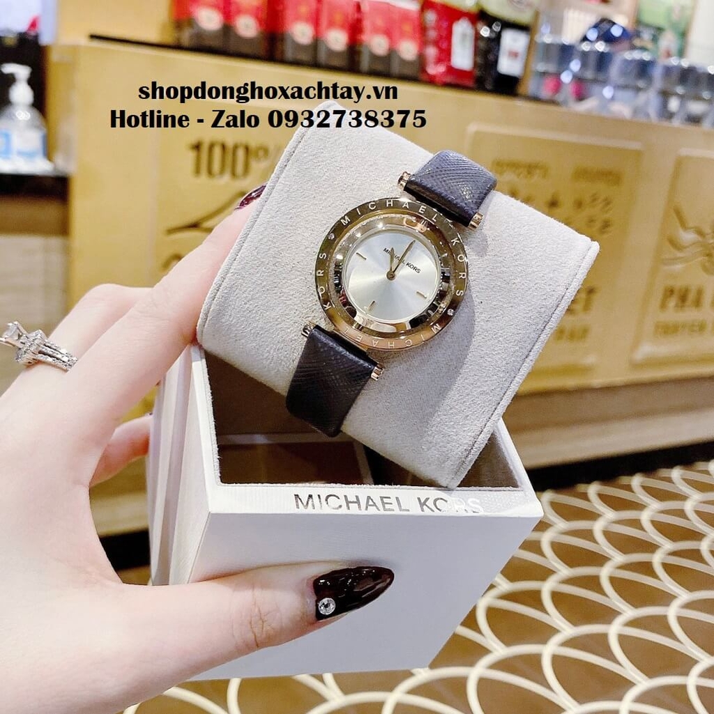 Đồng Hồ Michael Kors MK2526 33mm Mặt Xoay Dây Da Xanh Đen Shop Đồng Hồ ...