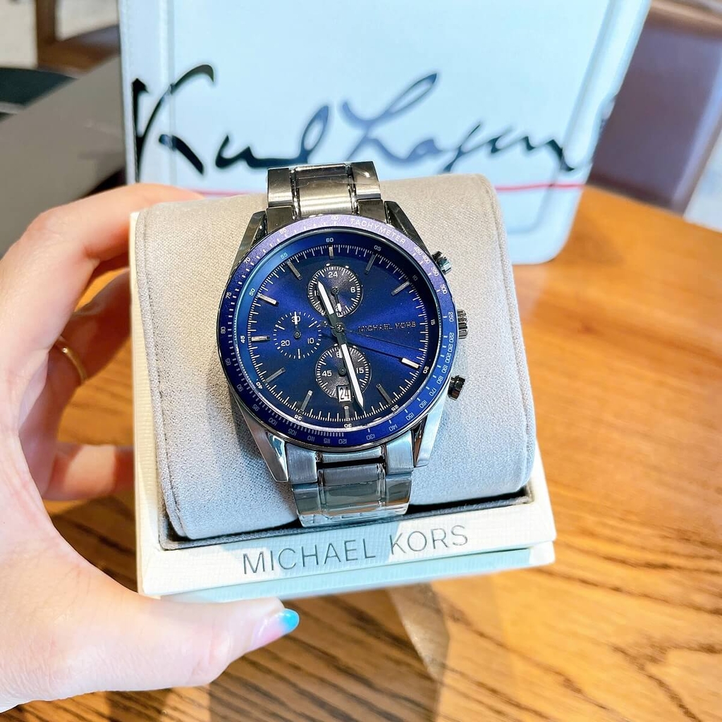 Đồng Hồ Nam Michael Kors Warren MK9111 Vỏ Đen Mặt Xanh Size 42mm Chính ...