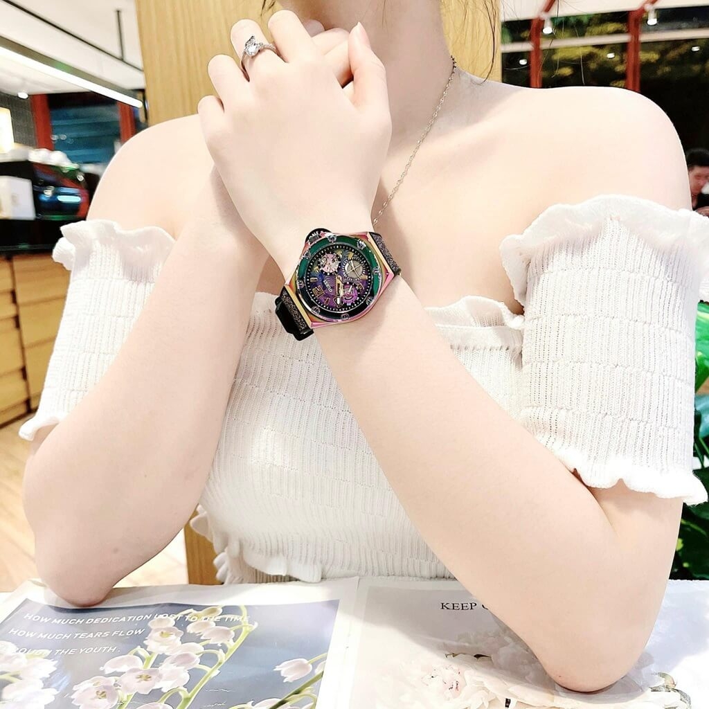 Đồng Hồ Nữ Guess GW0620L4 Dây Cao Su Màu Xám Nhũ Vỏ Tím Xanh 40mm Shop ...