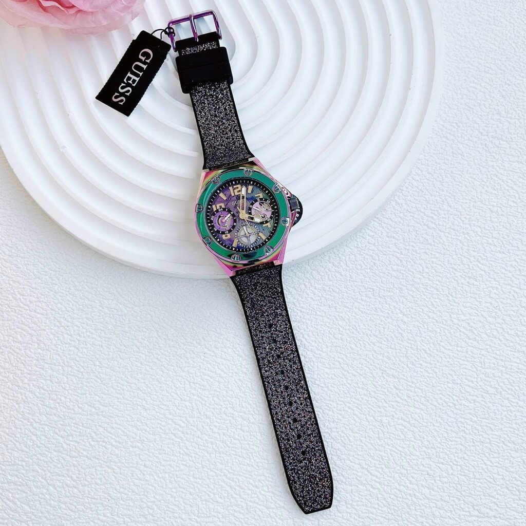 Đồng Hồ Nữ Guess GW0620L4 Dây Cao Su Màu Xám Nhũ Vỏ Tím Xanh 40mm Shop ...