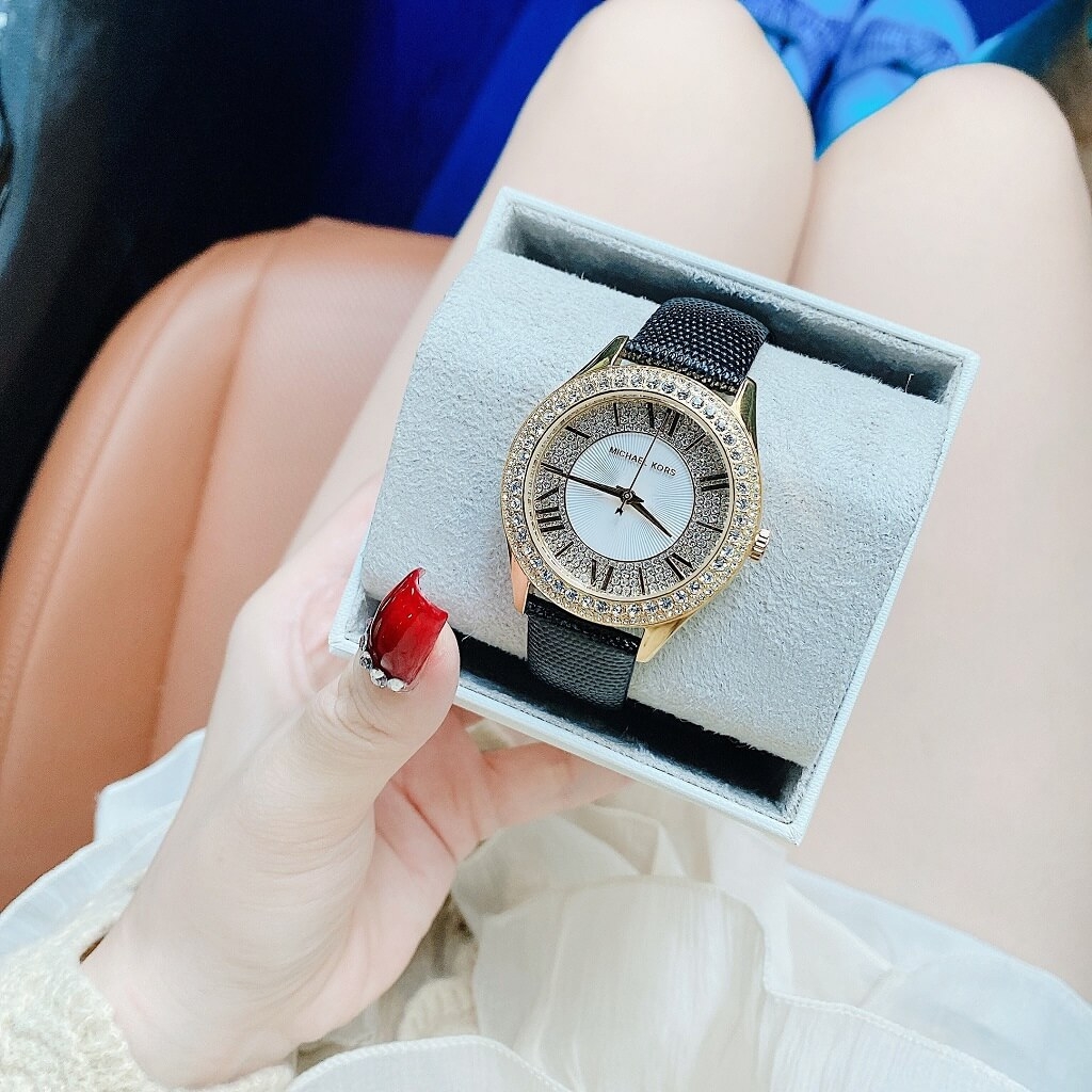 Đồng Hồ Nữ Michael Kors MK2988 Dây Da Đen Gold 38mm Shop Đồng Hồ Xách Tay