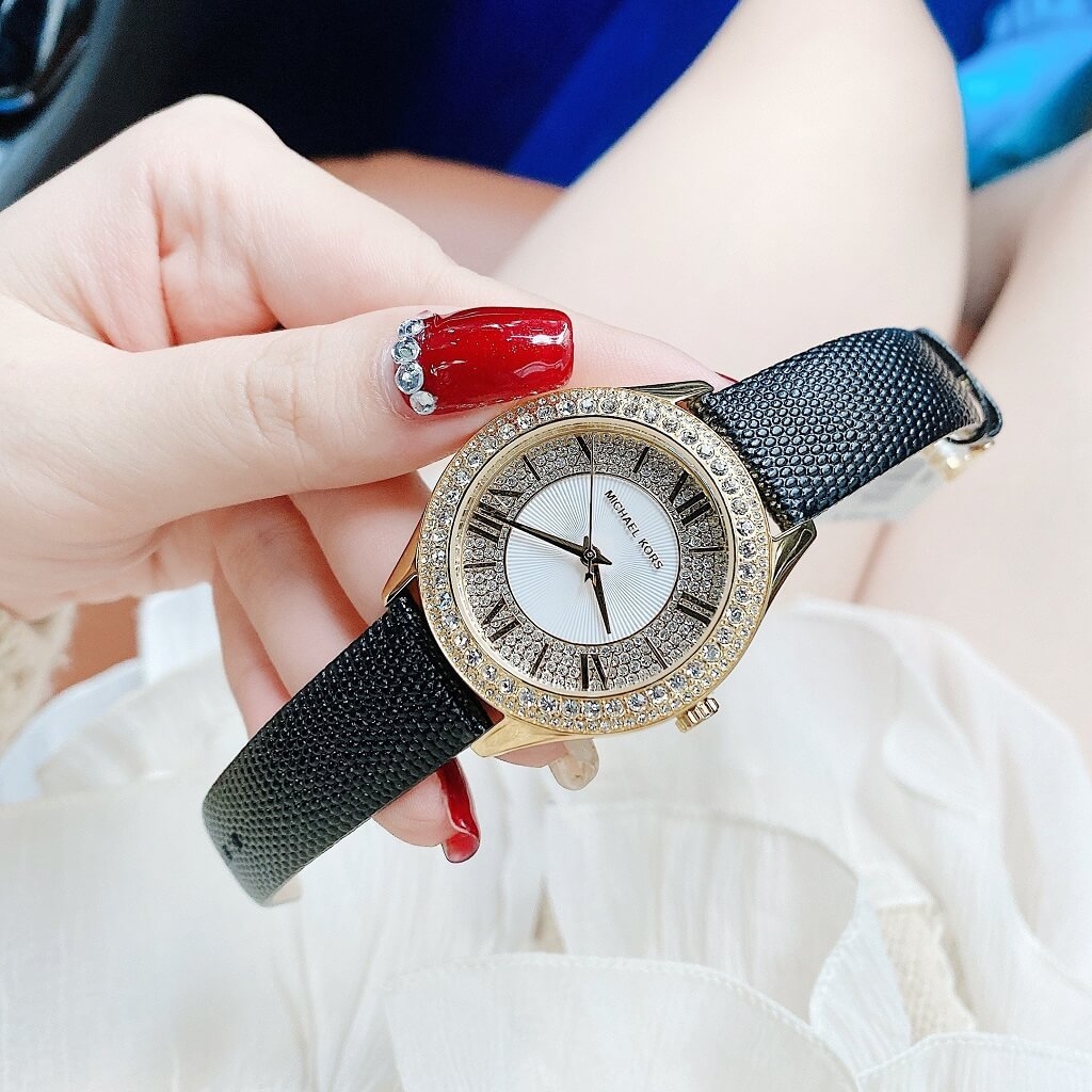Đồng Hồ Nữ Michael Kors MK2988 Dây Da Đen Gold 38mm Shop Đồng Hồ Xách Tay