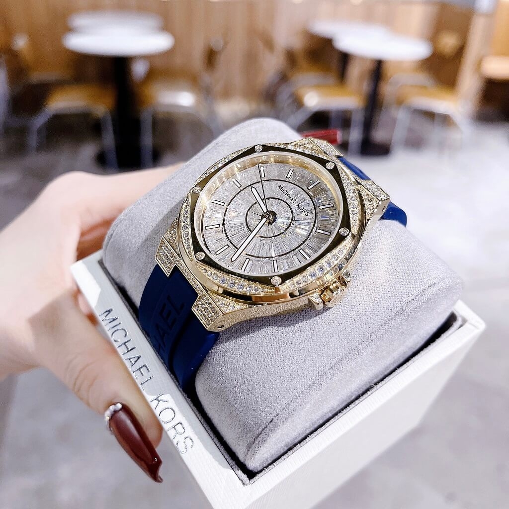 Đồng Hồ Nữ Michael Kors MK7333 Dây Silicone Xanh Vỏ Gold Size 41mm Shop ...