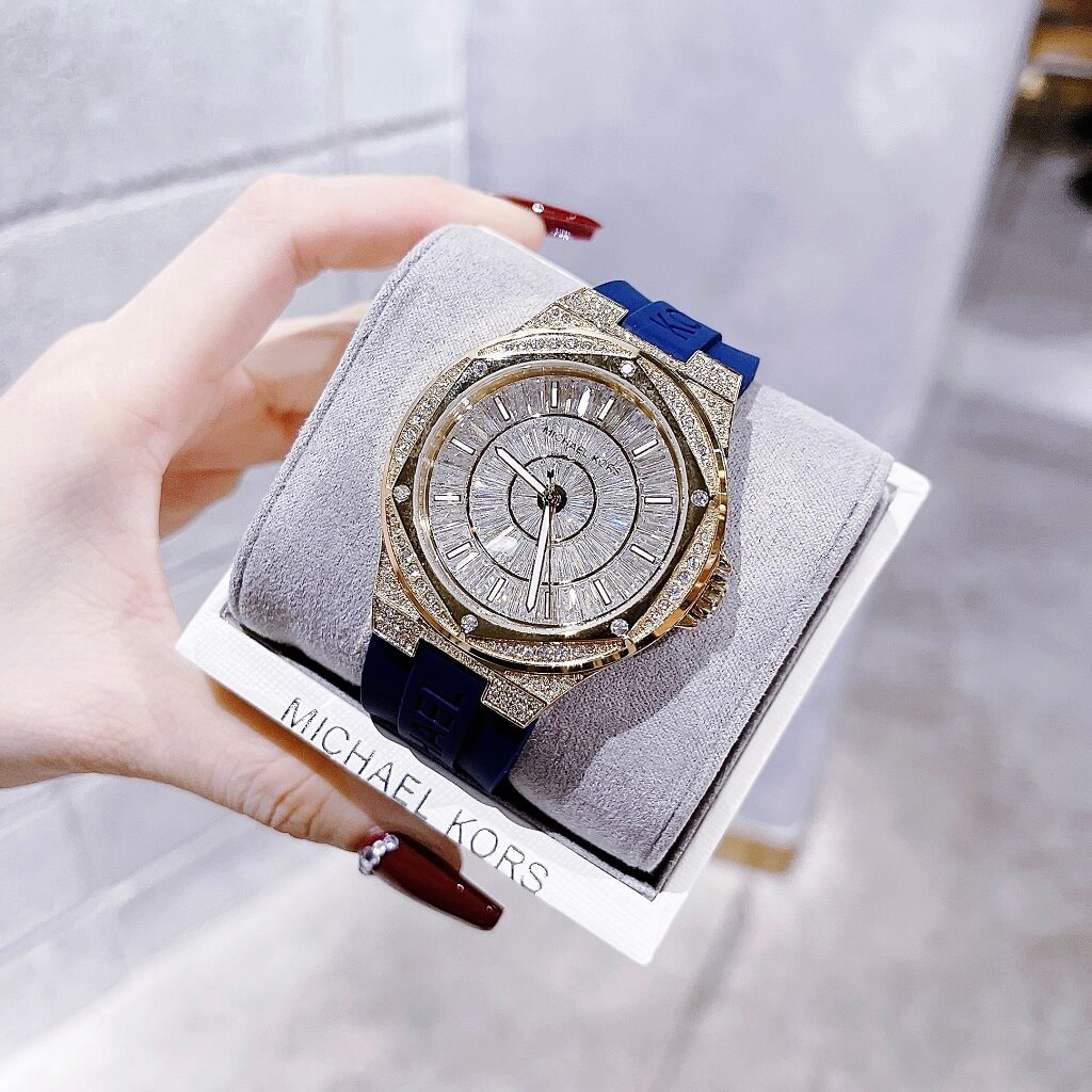 Đồng Hồ Nữ Michael Kors MK7333 Dây Silicone Xanh Vỏ Gold Size 41mm Shop ...