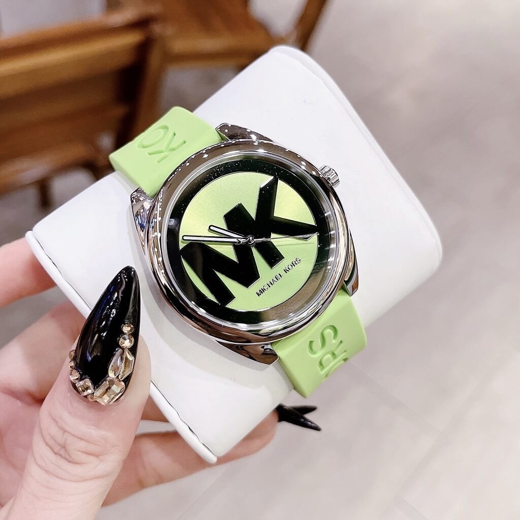 Đồng Hồ Nữ Michael Kors MK7351 Dây Silicone Xanh Vỏ Silver Size 41mm ...