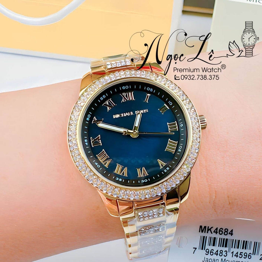 Đồng Hồ Nữ Michael Kors MK4684 Chính Hãng Dây Vàng Mặt Đen Size 34mm ...