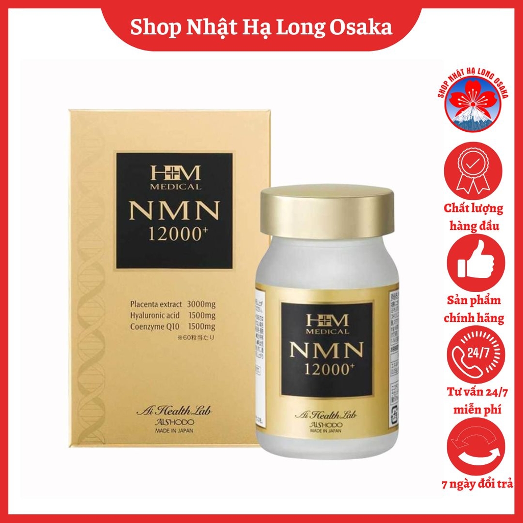 VIÊN UỐNG TRẺ HÓA AISHODO NMN 12,000MG PLUS HỘP 60 VIÊN - 4560438578909 Shop Nhật nội địa Hạ Long