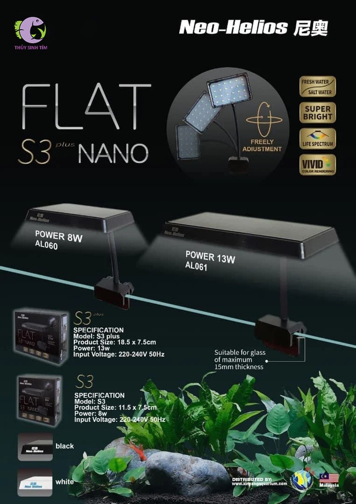 Đèn Flat Nano S3 | Thủy Sinh Tím