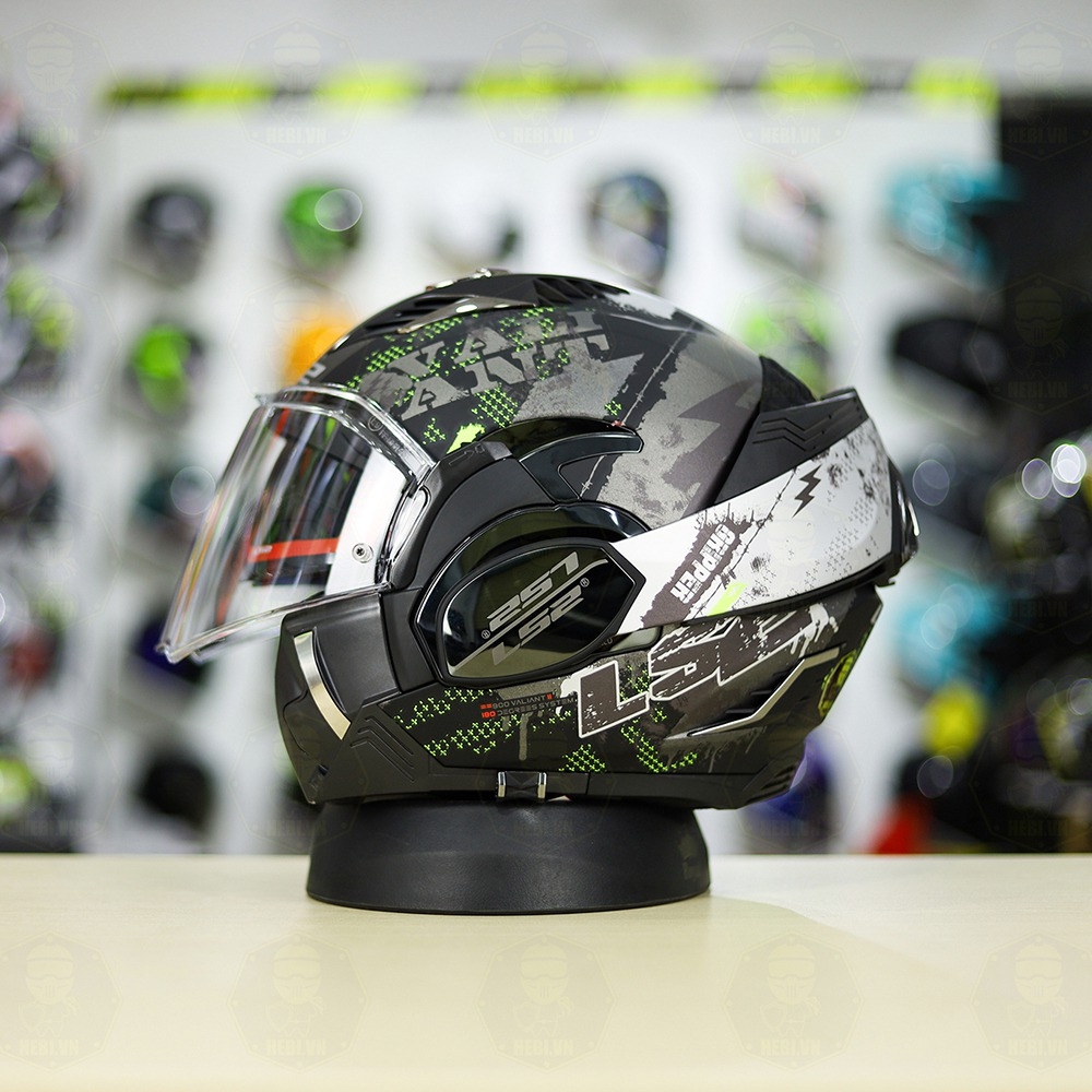 Mũ LS2 FF900 Valiant II Xám Vàng Nhám Gripper Lật Hàm FREESHIP