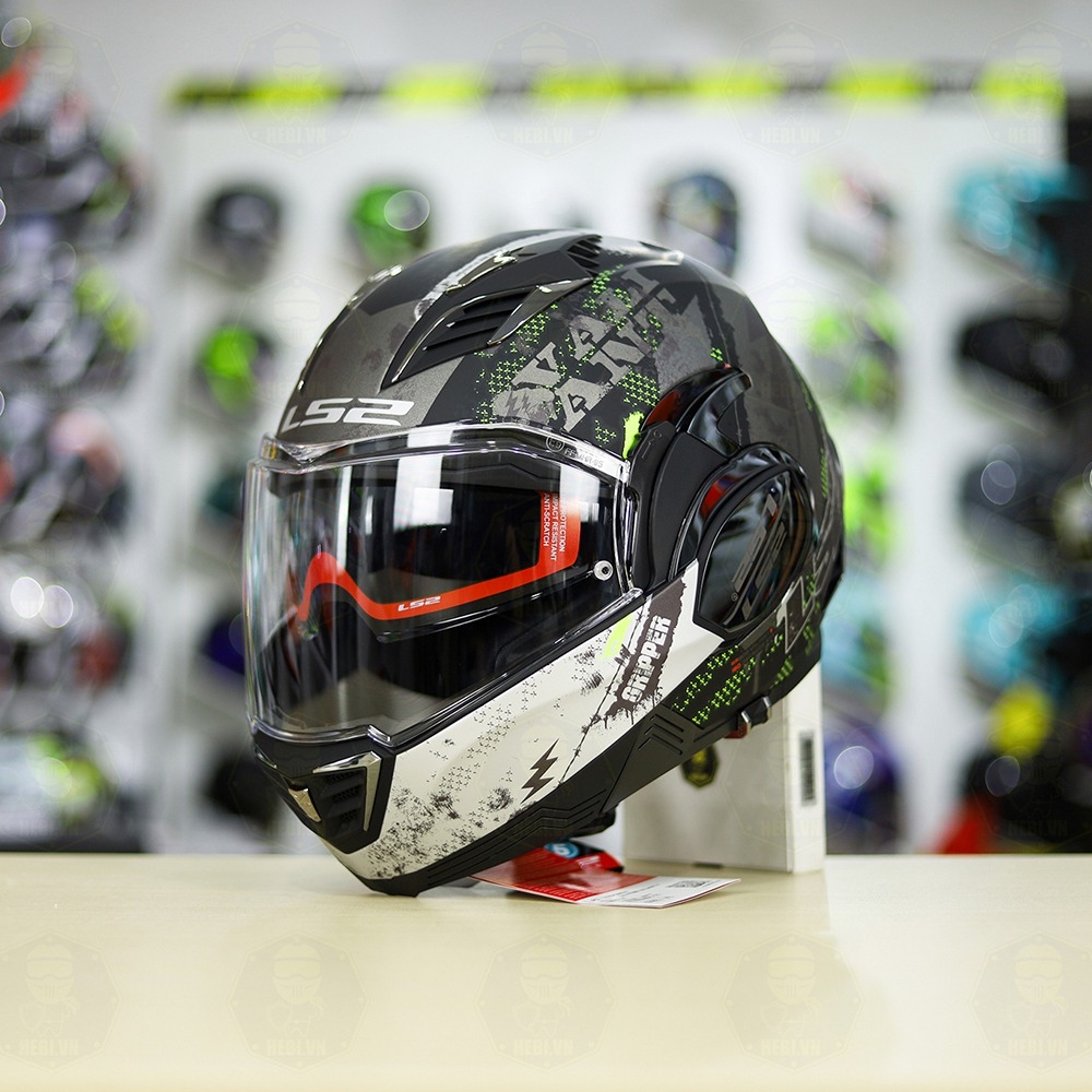 Mũ LS2 FF900 Valiant II Xám Vàng Nhám Gripper Lật Hàm FREESHIP