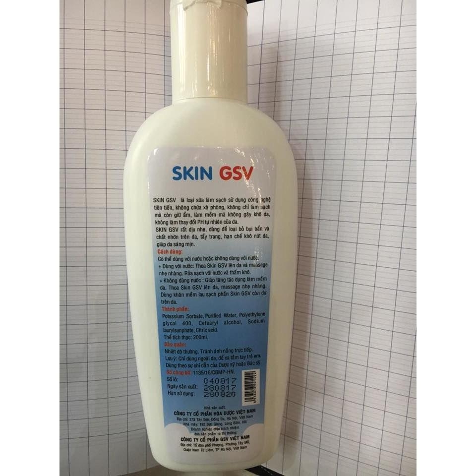 Skin GSV 200ml/sữa tắm- sữa rửa mặt/nhathuocyentrang.com