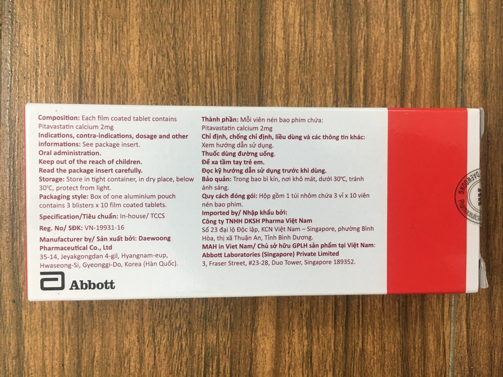 Pitalip 2mg | nhathuocyentrang