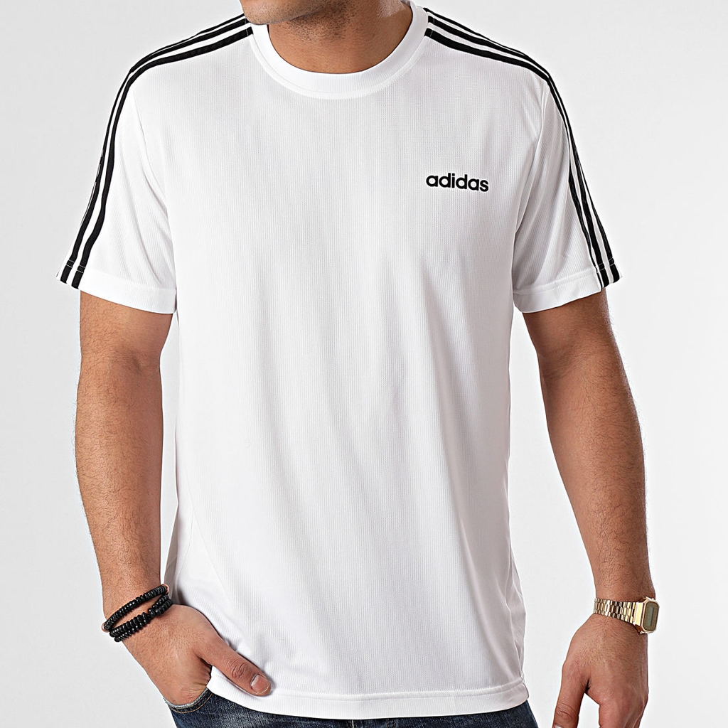 Áo Phông Adidas Chính Hãng - DESIGNED 2 MOVE 3-STRIPES TEE - White ...