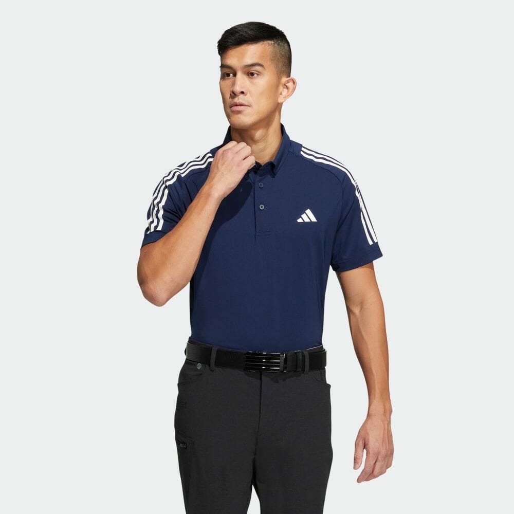 Áo Polo Adidas Nam Chính Hãng - Three-stripes Short-Sleeved Stretch Button-Down - Navy ...
