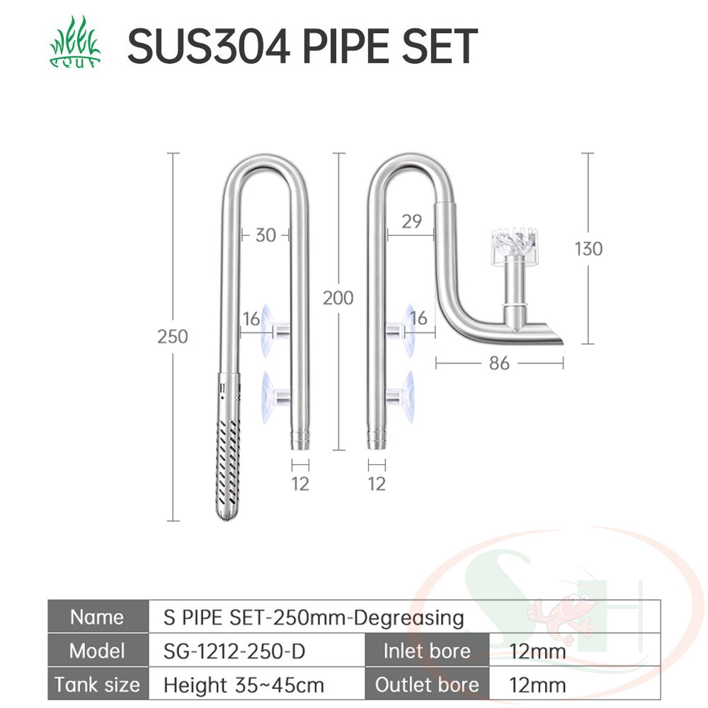 Bộ in out inox Week Aqua Pipe Set Ver.2 hút váng xoay - Shrimp Home
