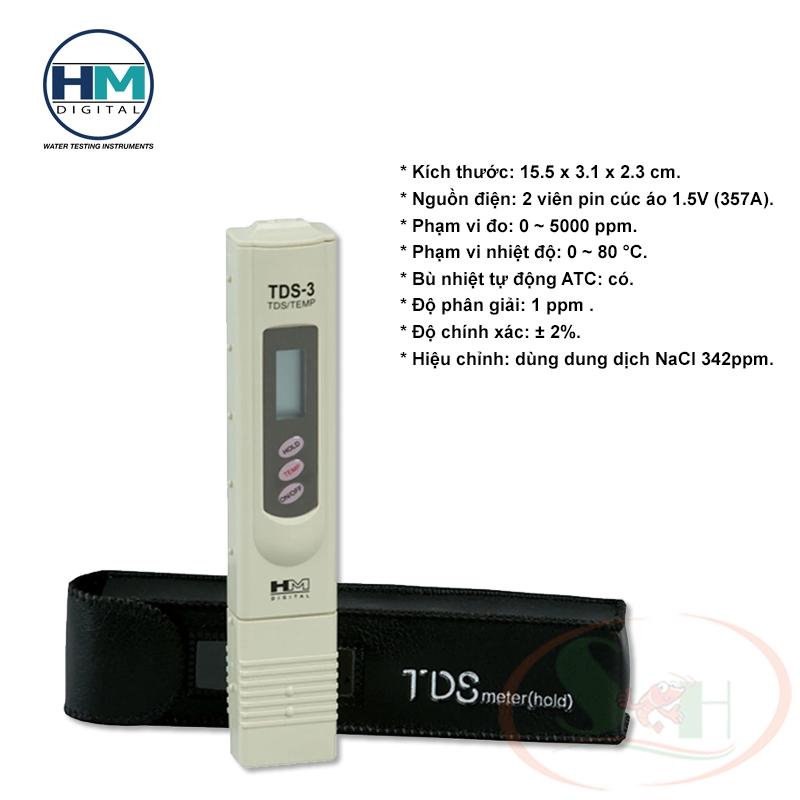 Bút đo TDS HM Digital Premier TDS-3 kiểm tra chất lượng - Shrimp Home