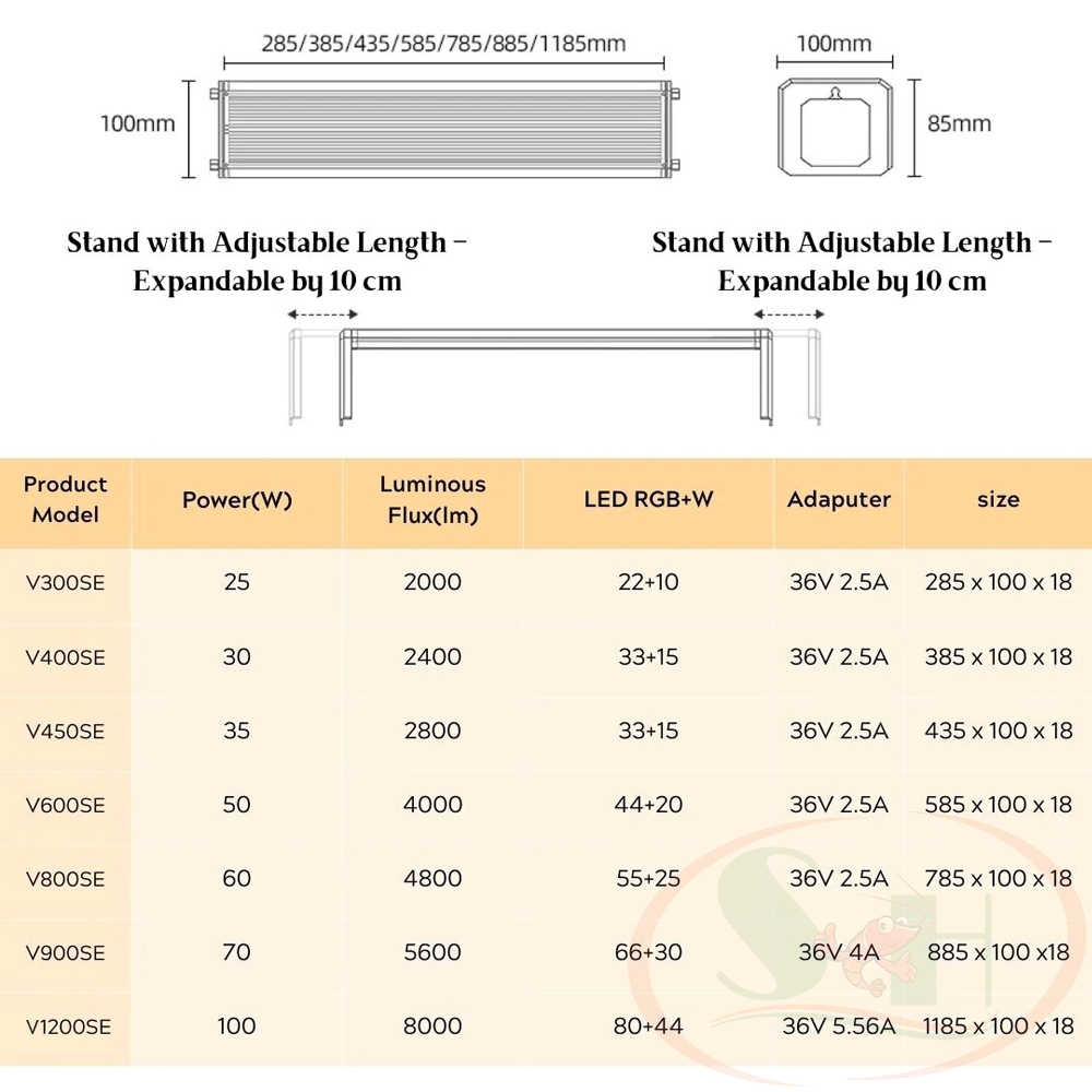 Đèn led Week Aqua New V series Ver.3 WRGB quang phổ cây - Shrimp Home