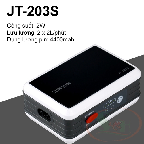 Máy sủi oxy tích điện Sunsun JT 202S, 203S sủi 1, 2 vòi - Shrimp Home