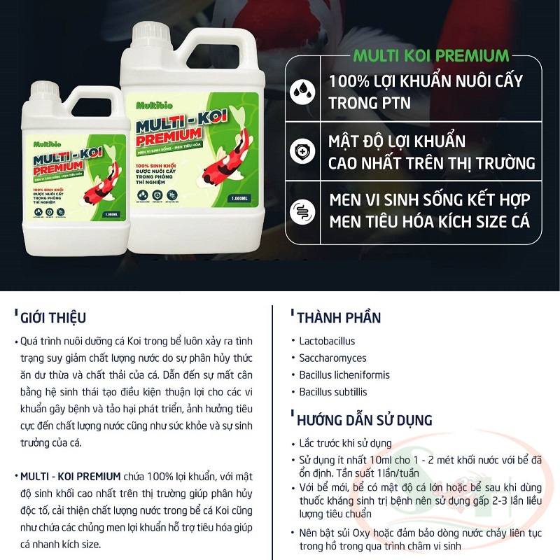 Vi sinh nước MultiBio Multi Koi Premium men đậm đặc - Shrimp Home