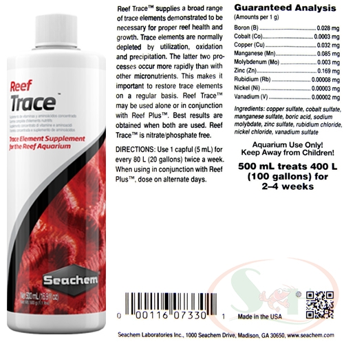 Dinh dưỡng nước mặn Seachem Reef Trace 250ml, 500ml - Shrimp Home