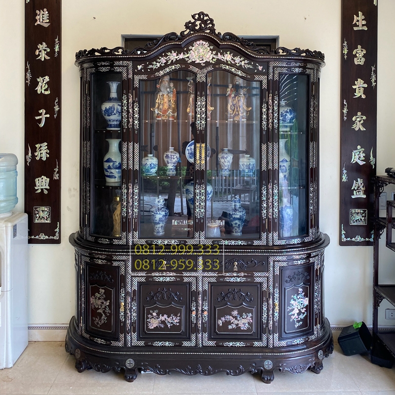 Tủ Bày Đồ Bầu Khảm Ốc Sigapo - Tủ Cẩn Ốc Cao Cấp Sang Trọng Trường Kỷ ...