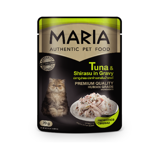 MARIA Pate Mèo Vị CáNgừ&CáCơm-Cat Tuna Shirasu in Gravy 70g