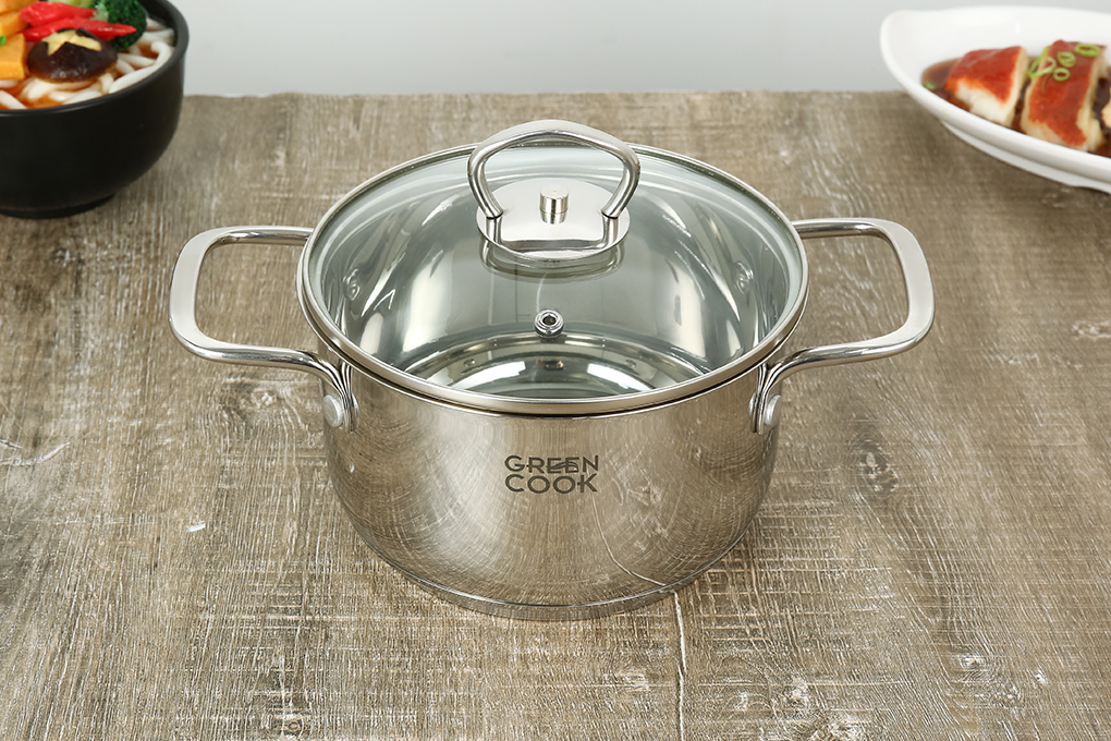 Bộ nồi chảo Green Cook GCS241-T1 có xửng hấp - Chính hãng | HÀNG BẾP