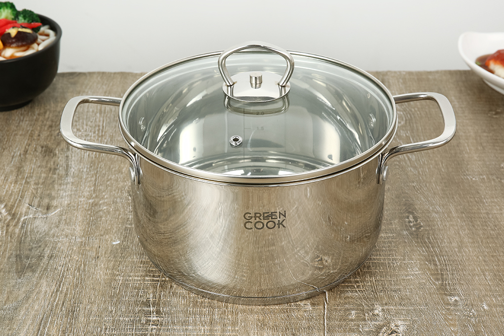 Bộ nồi chảo Green Cook GCS241-T1 có xửng hấp - Chính hãng | HÀNG BẾP