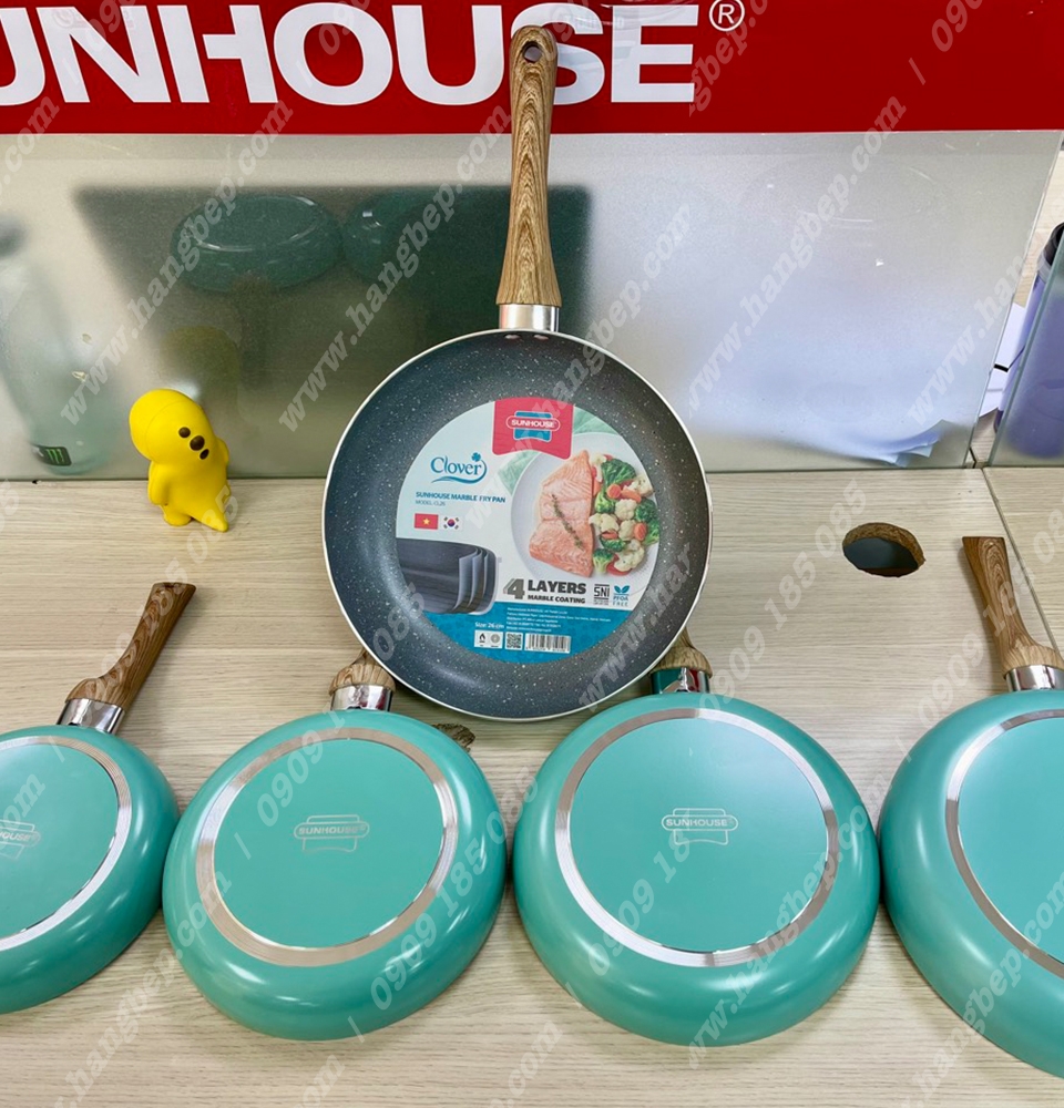 Chảo chiên chống dính vân đá Sunhouse 20cm Clover CL20 | HÀNG BẾP
