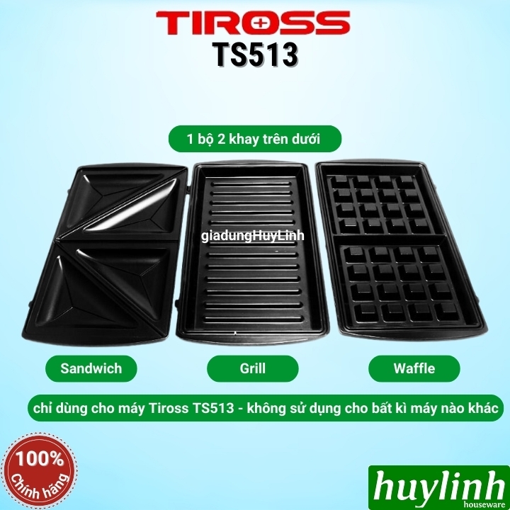 Khay nướng bánh cho máy Tiross TS513 - Khay grill - khay sandwich ...