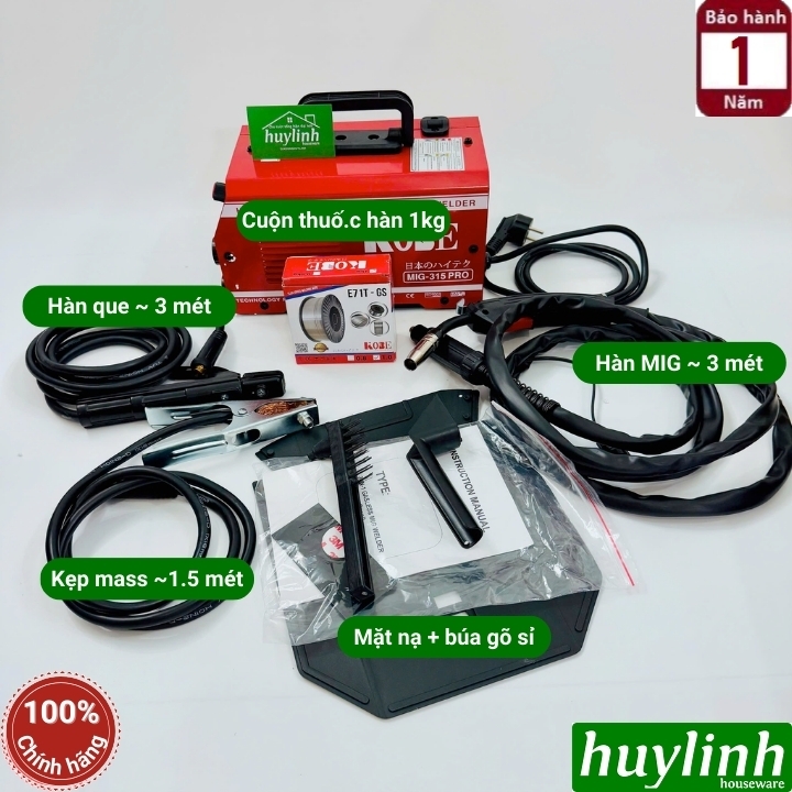 Máy hàn 3 chức năng Kobe MIG-315 PRO - Tặng 1kg cuộn hàn